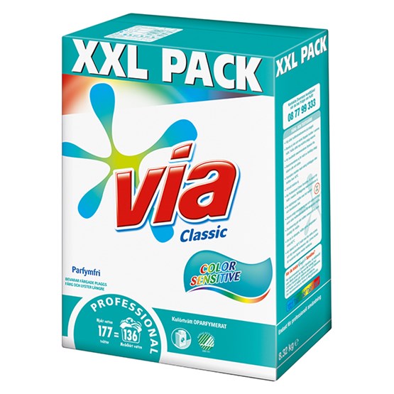 Tvättmedel Via Color sensitive 8,32kg - Pulver - Nybloms.se