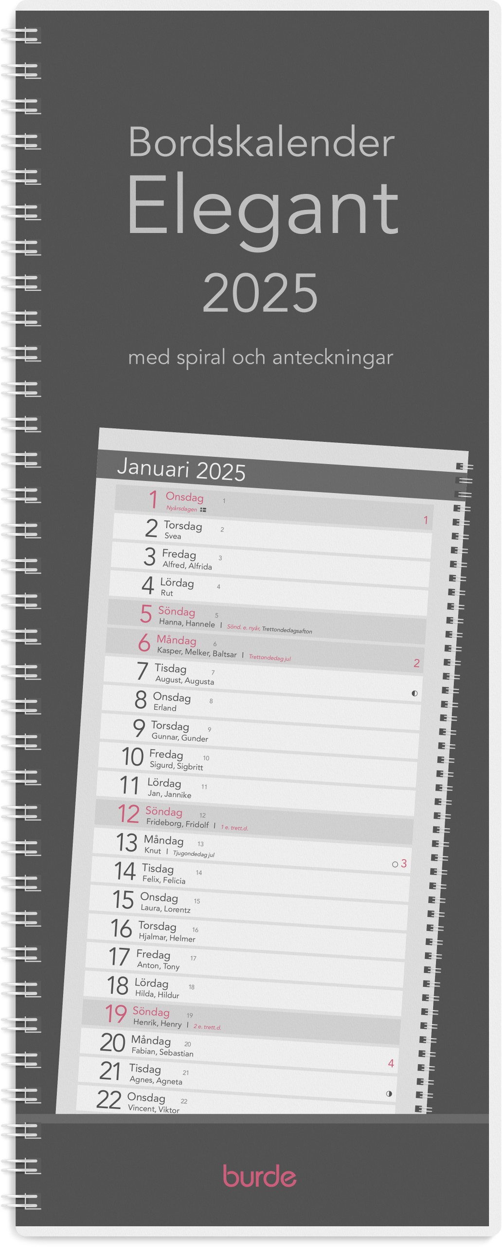 Kalender 2025 Bordskalender Elegant spiral - Almanackor - Nybloms.se