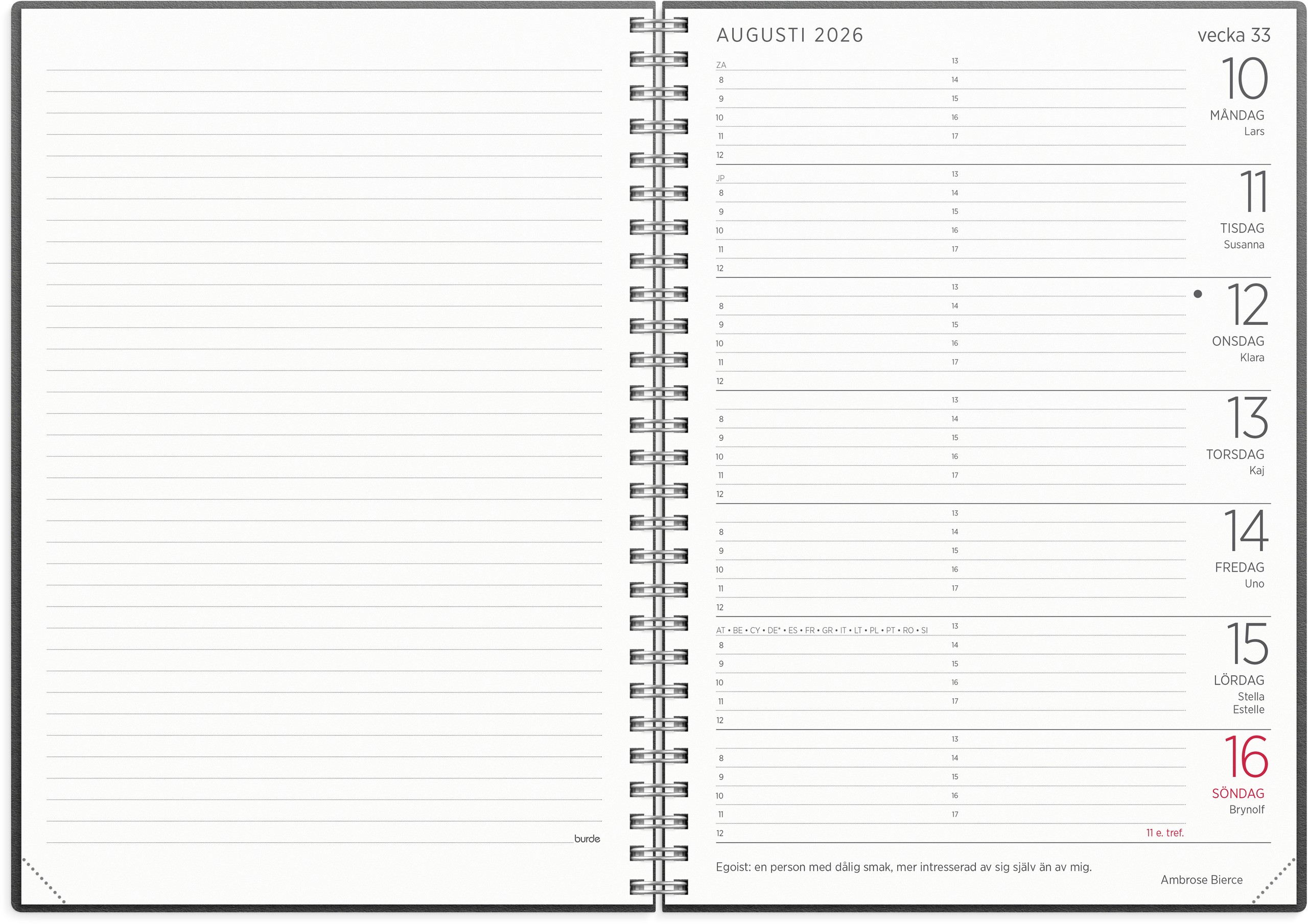 Kalender 2026 Stor Veckokalender Eco Line - Traditionella kalendrar ...